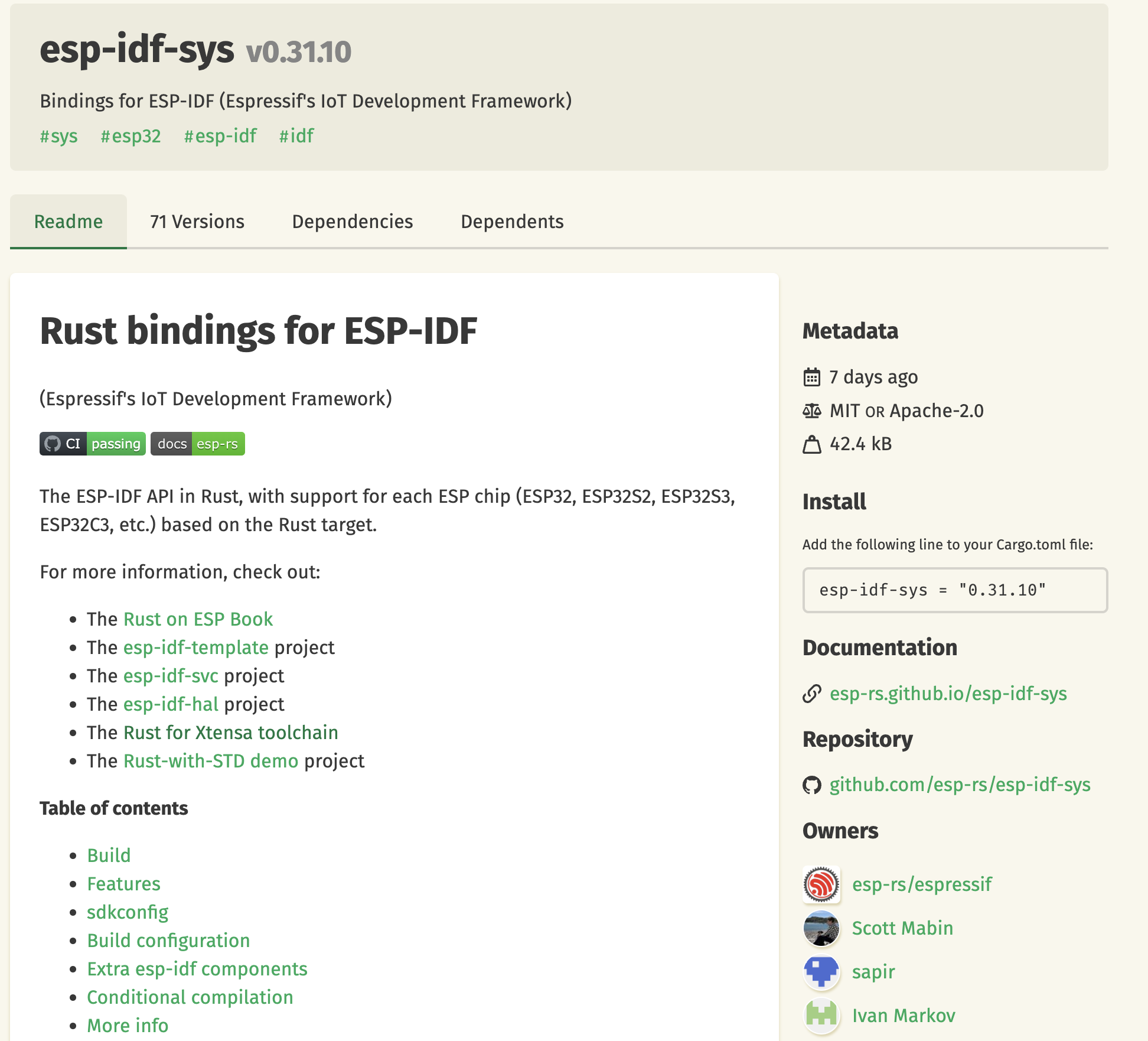 Preview of the esp-idf-sys crate